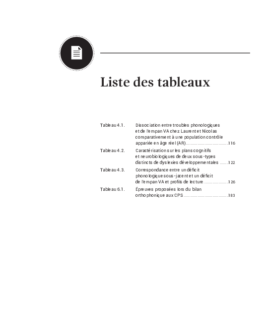 (PDF) Liste des tableaux