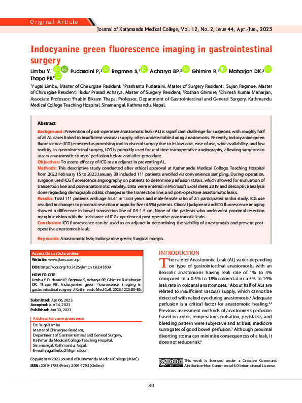(PDF) Indocyanine green fluorescence imaging in gastrointestinal surgery