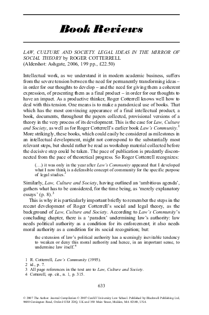 (PDF) LAW, CULTURE AND SOCIETY. LEGAL IDEAS IN THE MIRROR OF SOCIAL ...