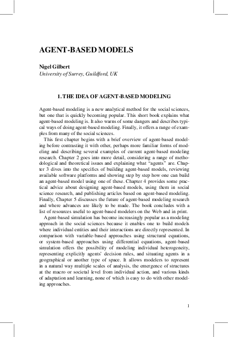 (PDF) Agent-Based Models