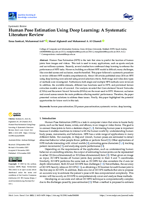 Pdf Human Pose Estimation Using Deep Learning A Systematic