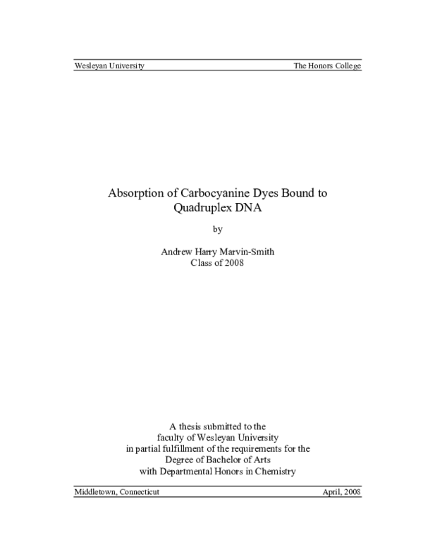 (PDF) Absorption of Carbocyanine Dyes Bound to Quadruplex DNA