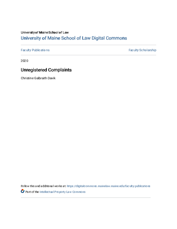 (PDF) Unregistered Complaints