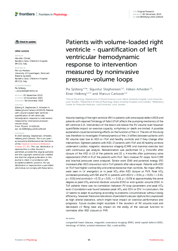(PDF) Patients with volume-loaded right ventricle - quantification of left ventricular ...