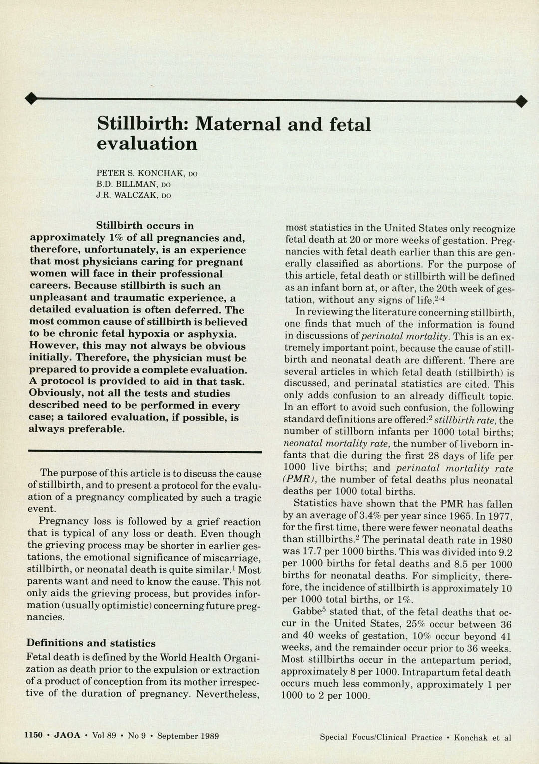 (PDF) Stillbirth: Maternal and fetal evaluation