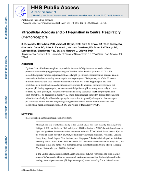 (PDF) Intracellular Acidosis and pH Regulation in Central Respiratory ...