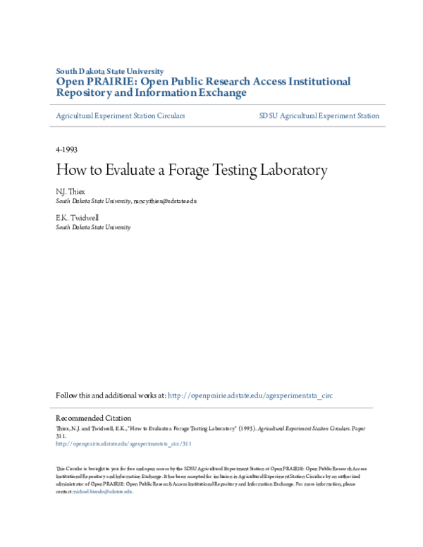 (PDF) How to Evaluate a Forage Testing Laboratory