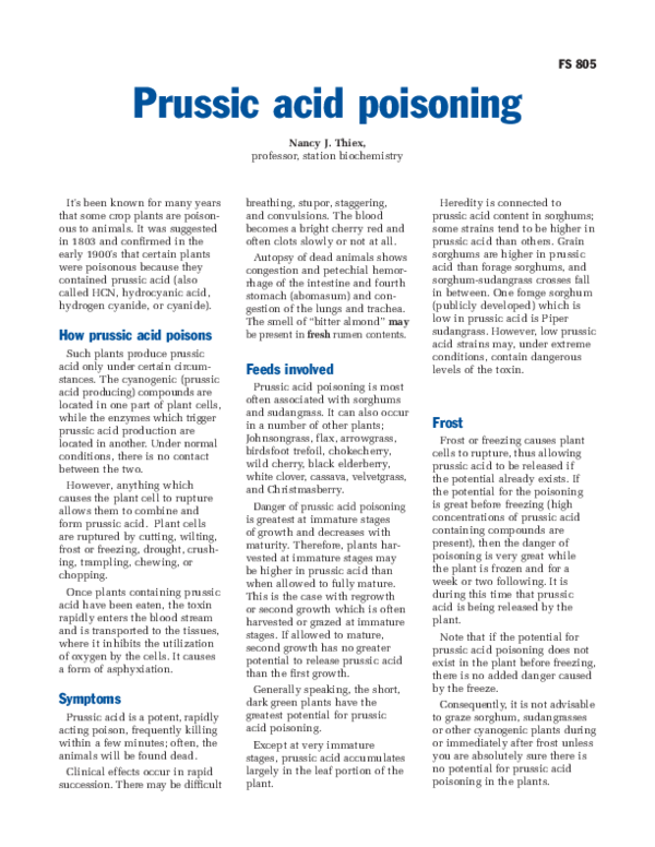 (PDF) Prussic Acid Poisoning