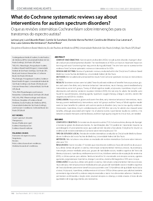 (PDF) What do Cochrane systematic reviews say about interventions for ...