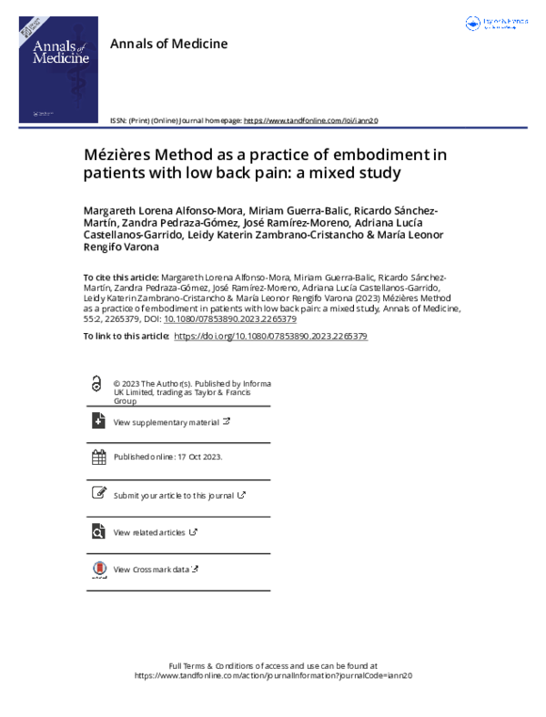 (PDF) Mézières Method as a practice of embodiment in patients with low ...