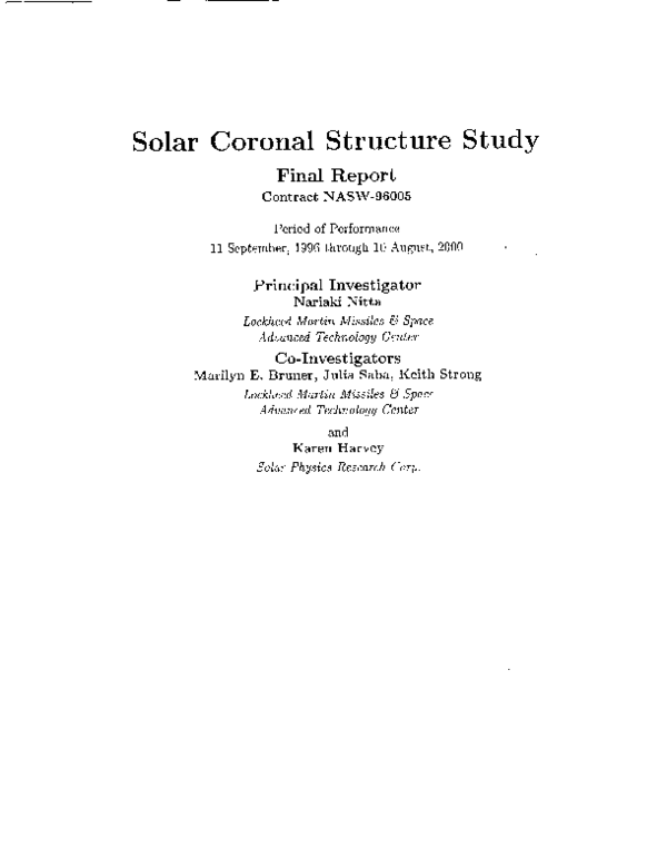 (PDF) Solar Coronal Structure Study