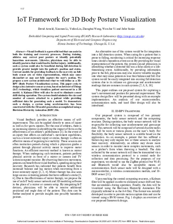 IoT Framework for 3D Body Posture Visualization