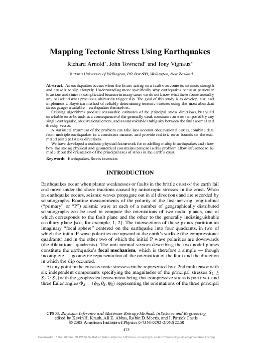 (PDF) Mapping Tectonic Stress Using Earthquakes | Richard Arnold ...