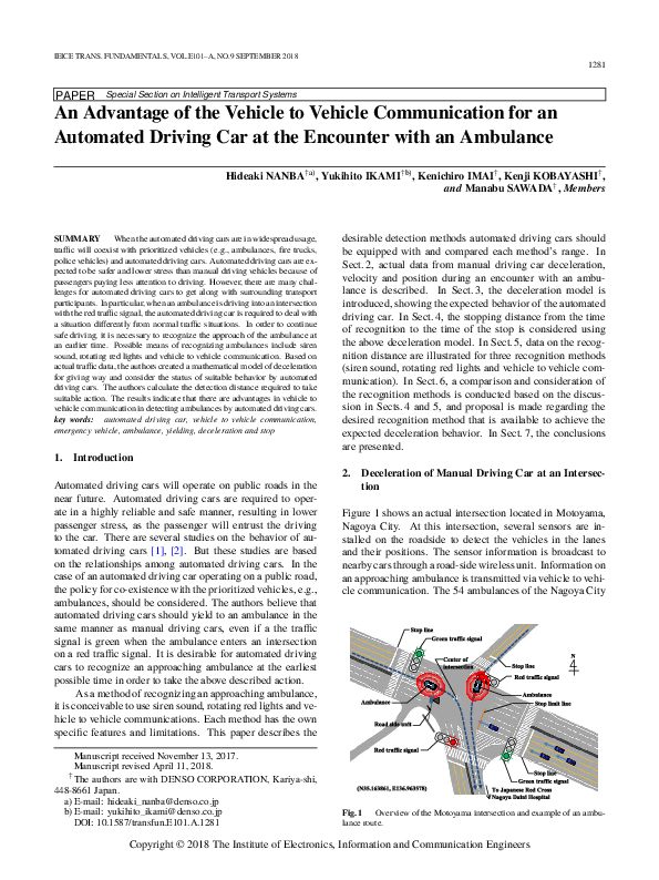 (PDF) An Advantage of the Vehicle to Vehicle Communication for an ...