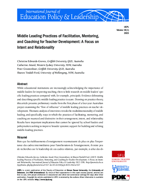 (PDF) Middle Leading Practices of Facilitation, Mentoring, and Coaching ...