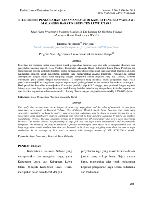 (PDF) Studi Bisnis Pengolahan Tanaman Sagu Di Kabupaten Desa Waelawi ...