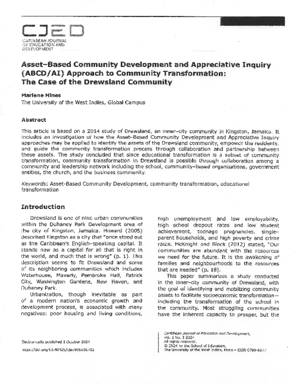 (PDF) Asset–Based Community Development and Appreciative Inquiry (ABCD ...