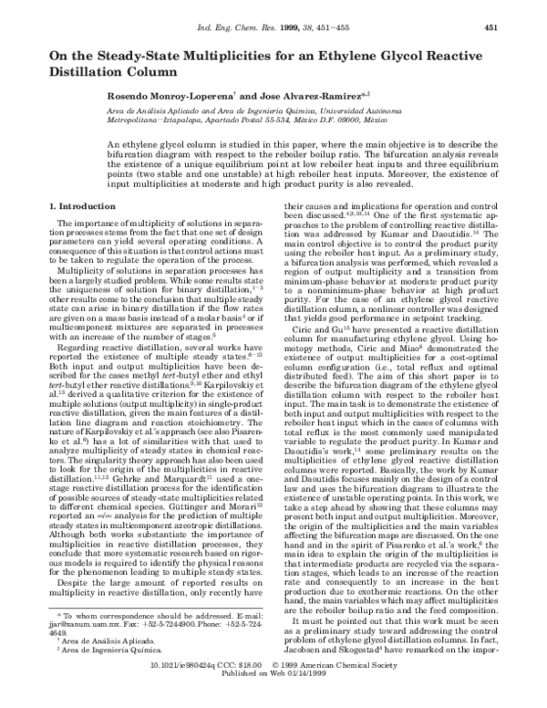 (PDF) On the Steady-State Multiplicities for an Ethylene Glycol ...
