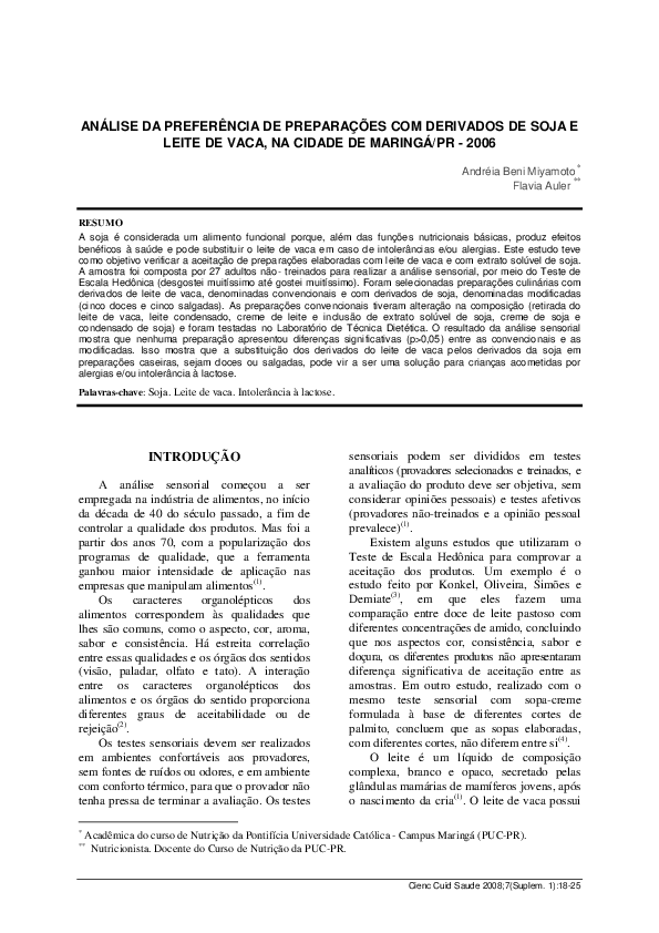(PDF) Análise da preferência de preparações com derivados de soja e ...