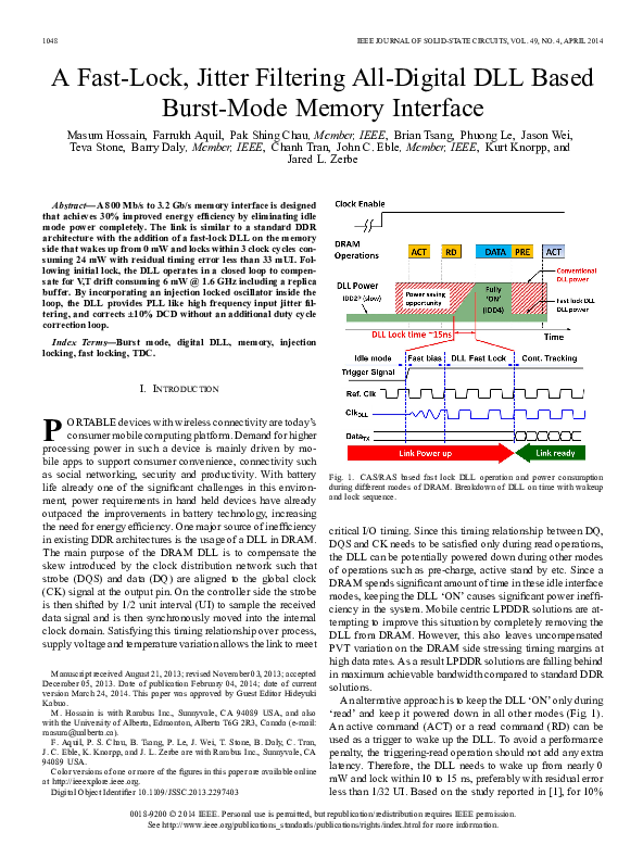 (PDF) A Fast-Lock, Jitter Filtering All-Digital DLL Based Burst-Mode Memory Interface | Phương ...