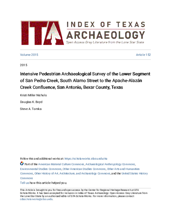 (PDF) Intensive Pedestrian Archaeological Survey of the Lower Segment ...