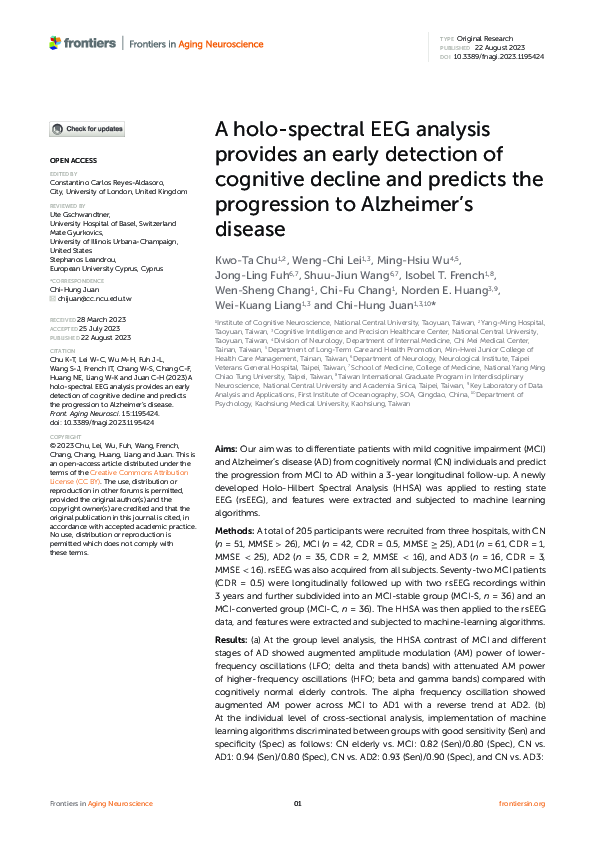 (PDF) A holo-spectral EEG analysis provides an early detection of ...
