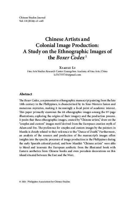 (PDF) Chinese Artists and Colonial Image Production: A Study on the ...