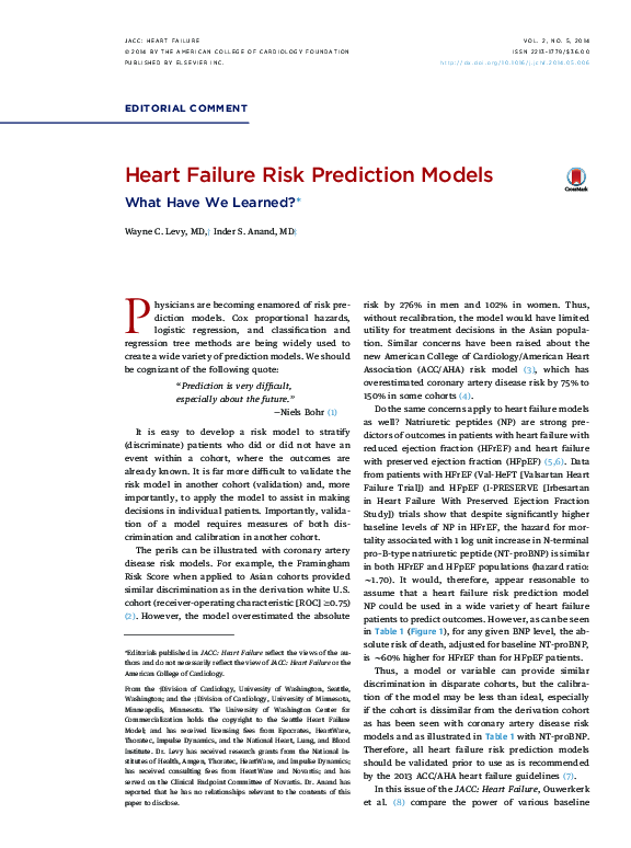(PDF) Heart Failure Risk Prediction Models