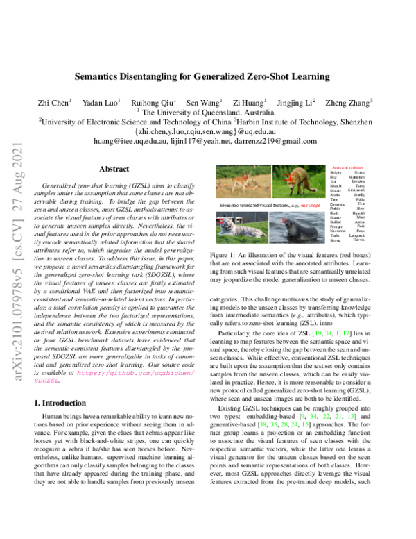 (PDF) Semantics Disentangling for Generalized Zero-Shot Learning
