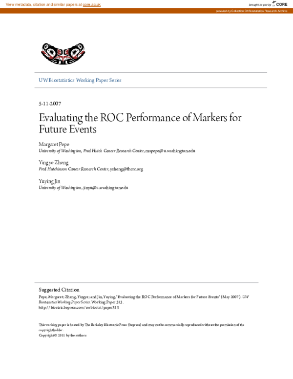 (PDF) Evaluating the ROC performance of markers for future events