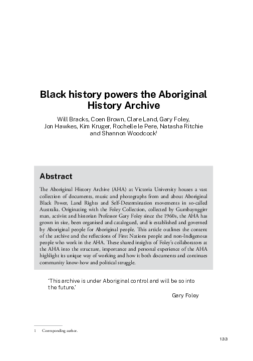 (PDF) Black history powers the Aboriginal History Archive