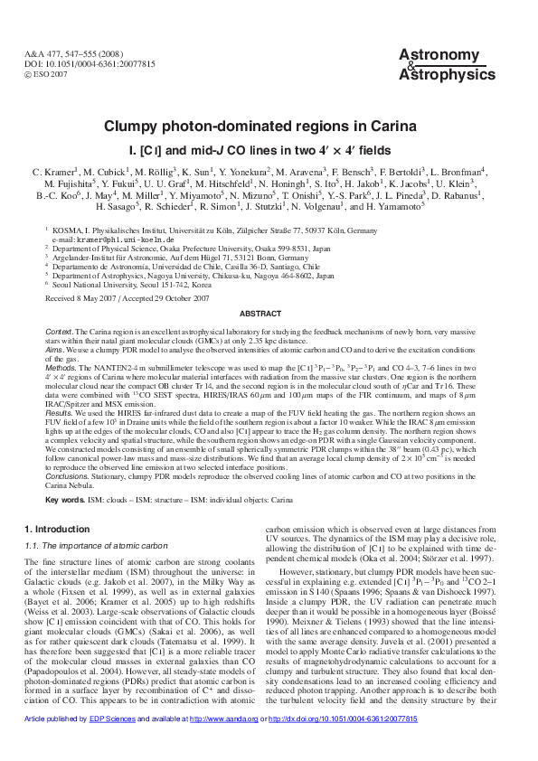 (PDF) Clumpy photon-dominated regions in Carina