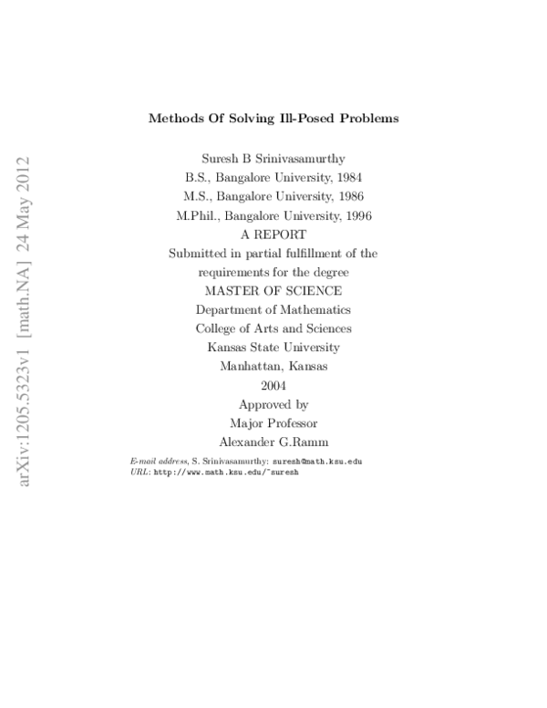 (PDF) Methods of Solving Ill-Posed Problems