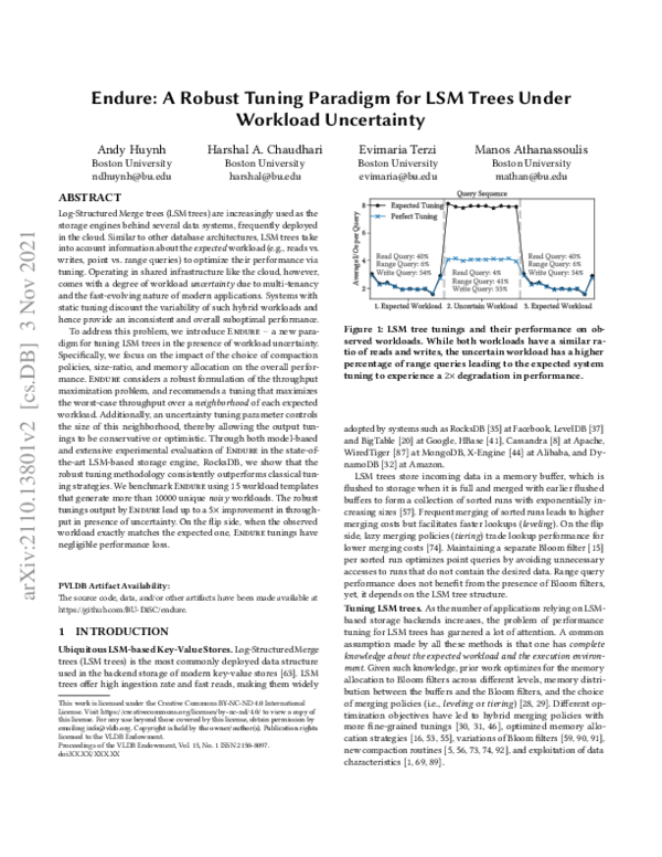 (PDF) Endure: A Robust Tuning Paradigm for LSM Trees Under Workload ...