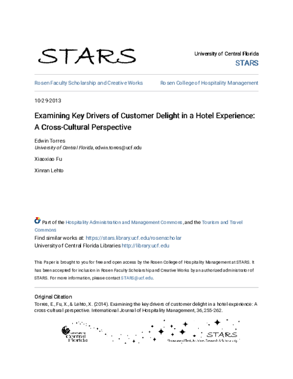 (PDF) Cultural Drivers of Hotel Customer Delight