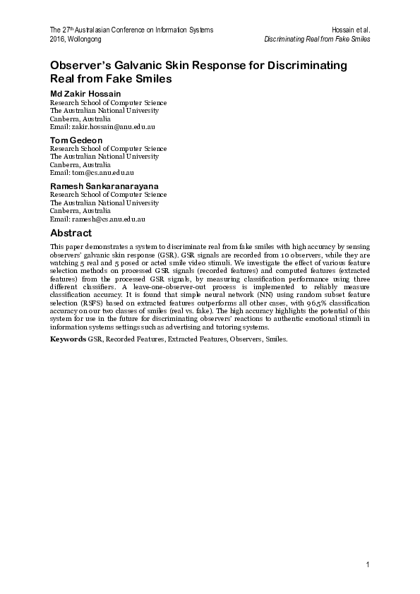 (PDF) Observer’s Galvanic Skin Response for Discriminating Real from ...