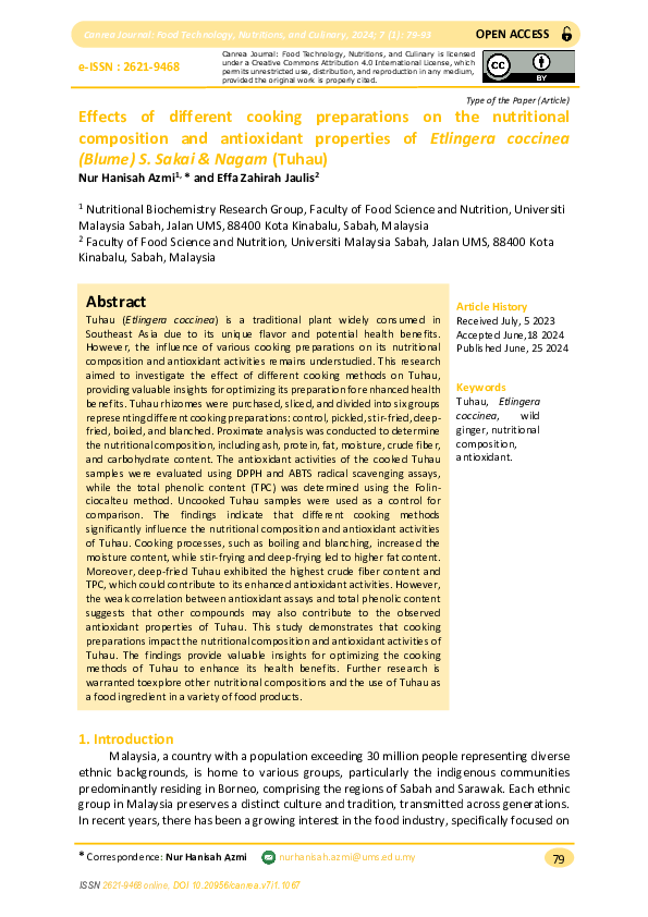(PDF) Effects of different cooking preparations on the nutritional ...