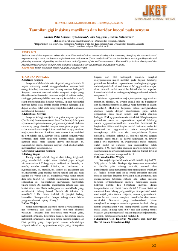 (PDF) Tampilan gigi insisivus maxillaris dan koridor buccal pada senyum ...