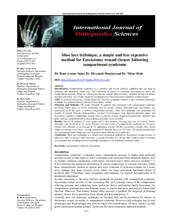 (PDF) Shoe lace technique, a simple and less expensive method for ...