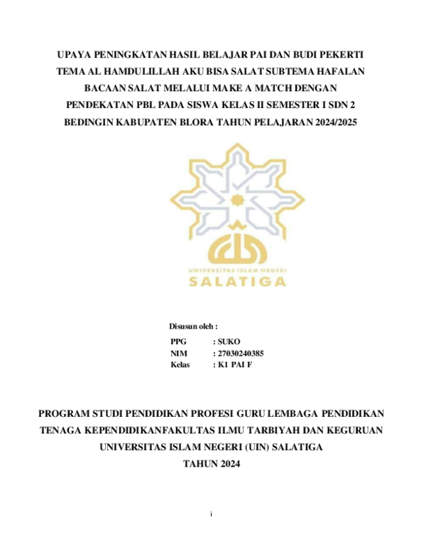 (PDF) PTK UPAYA PENINGKATAN HASIL BELAJAR PAI DAN BUDI PEKERTI TEMA AL HAMDULILLAH AKU BISA ...