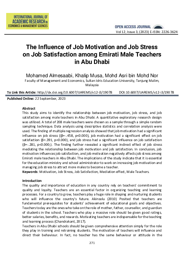 (PDF) The Influence of Job Motivation and Job Stress on Job ...