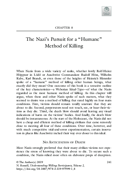 (PDF) The Nazi’s Pursuit for a “Humane” Method of Killing