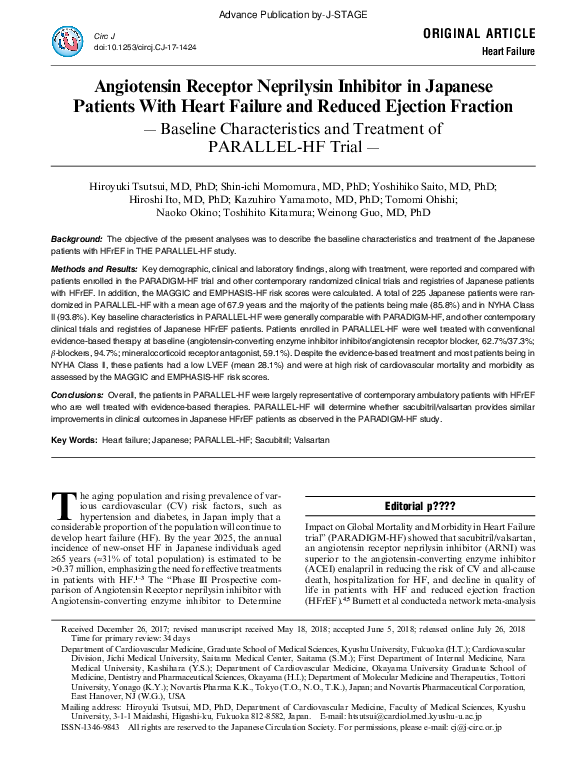 (PDF) Angiotensin receptor neprilysin inhibitor in heart failure with ...