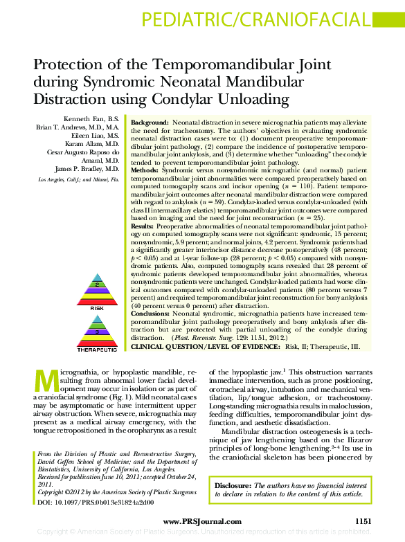 (PDF) Protection of the Temporomandibular Joint during Syndromic ...