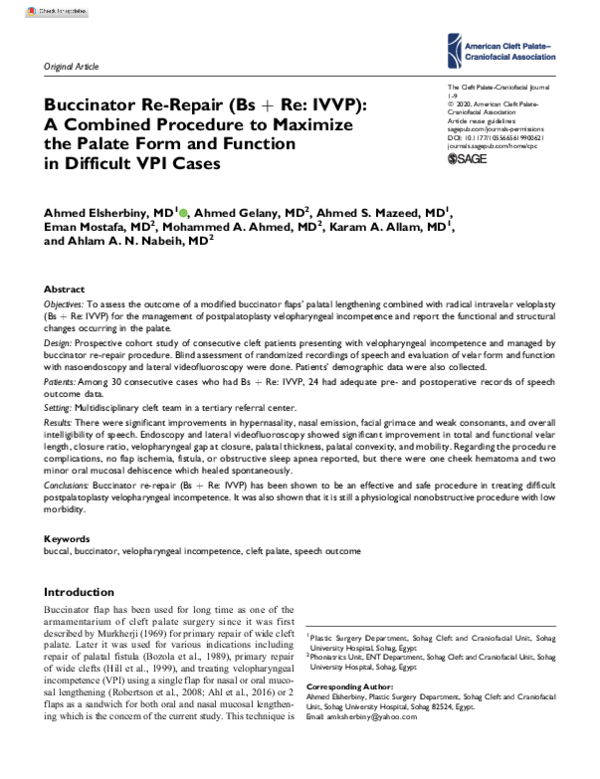 (PDF) Buccinator Re-Repair (Bs + Re: IVVP): A Combined Procedure to ...