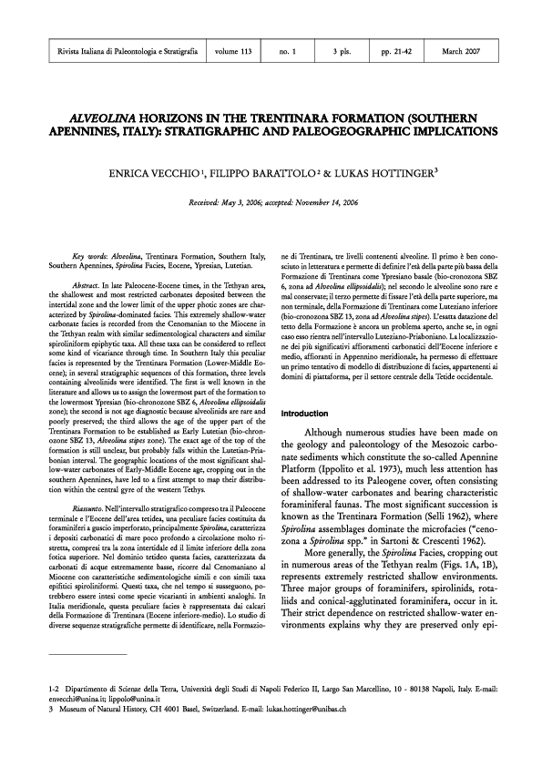 (PDF) Alveolina Horizons in the Trentinara Formation (Southern ...