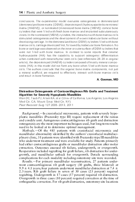 (PDF) Distraction Osteogenesis of Costocartilaginous Rib Grafts and ...
