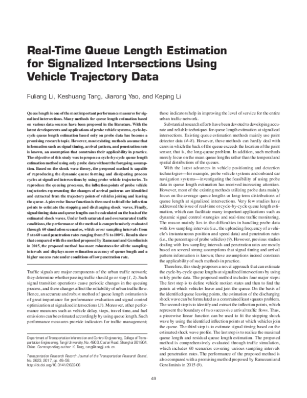 Pdf Real Time Queue Length Estimation For Signalized Intersections