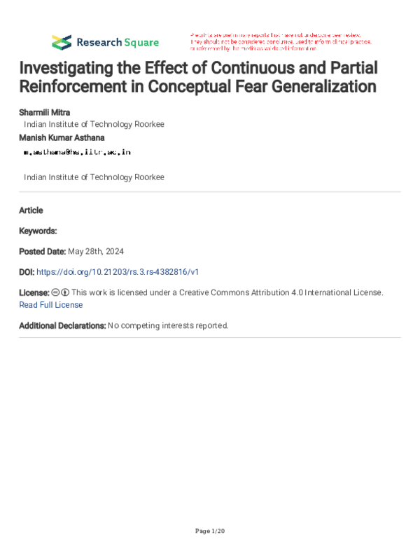 (PDF) Investigating the Effect of Continuous and Partial Reinforcement ...