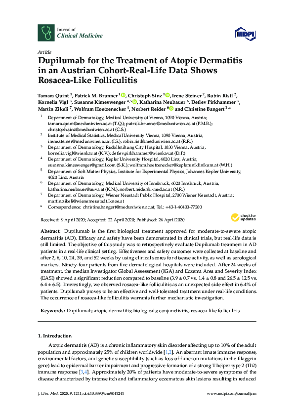 (PDF) Dupilumab for the Treatment of Atopic Dermatitis in an Austrian Cohort-Real-Life Data ...